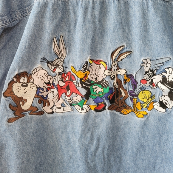 ACME | Tops | Vintage Looney Toons Denim Button Down Shirt Acme ...